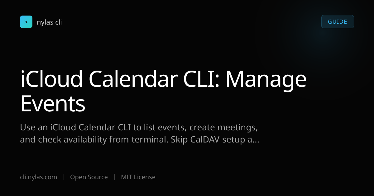 Manage iCloud Calendar from the CLI | Nylas CLI