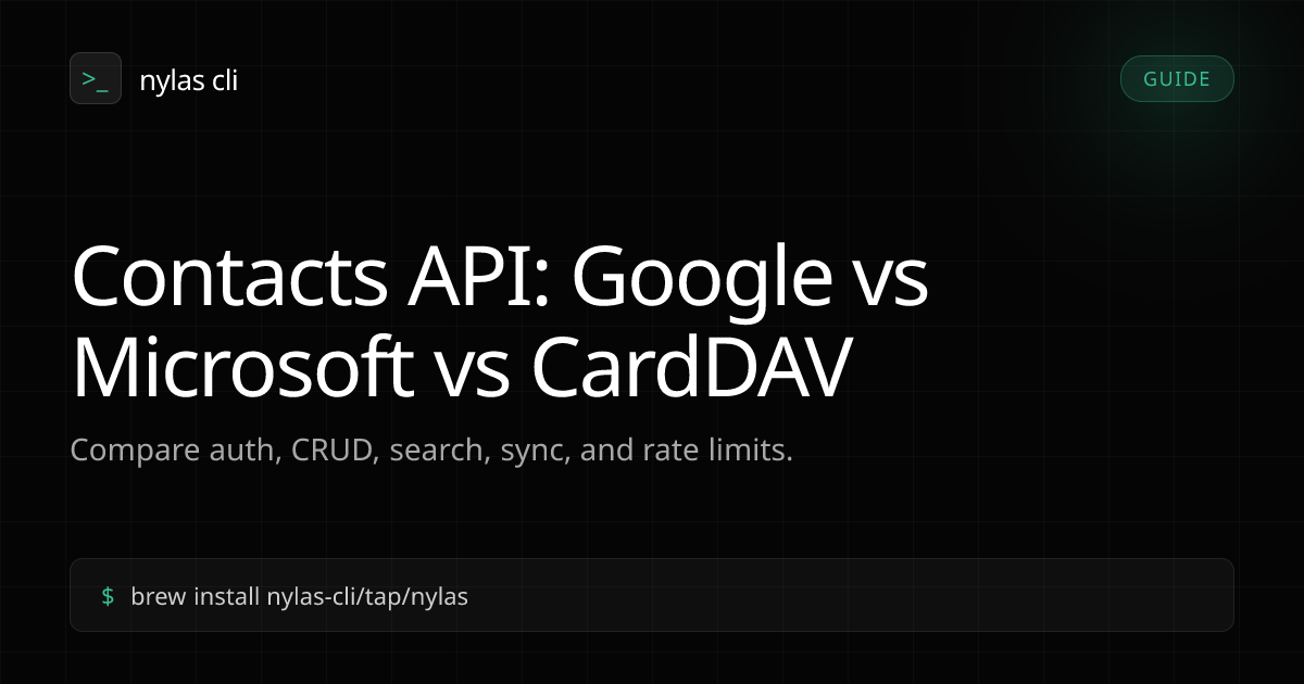 Contacts API: Google vs Microsoft vs CardDAV | Nylas CLI